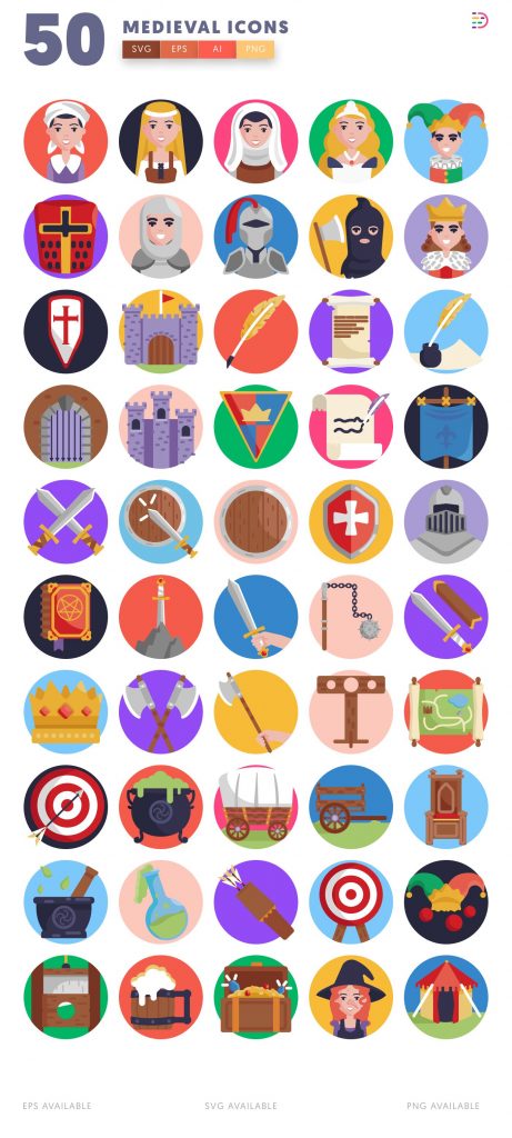 50 Medieval Icons - Start creating captivating visuals now!