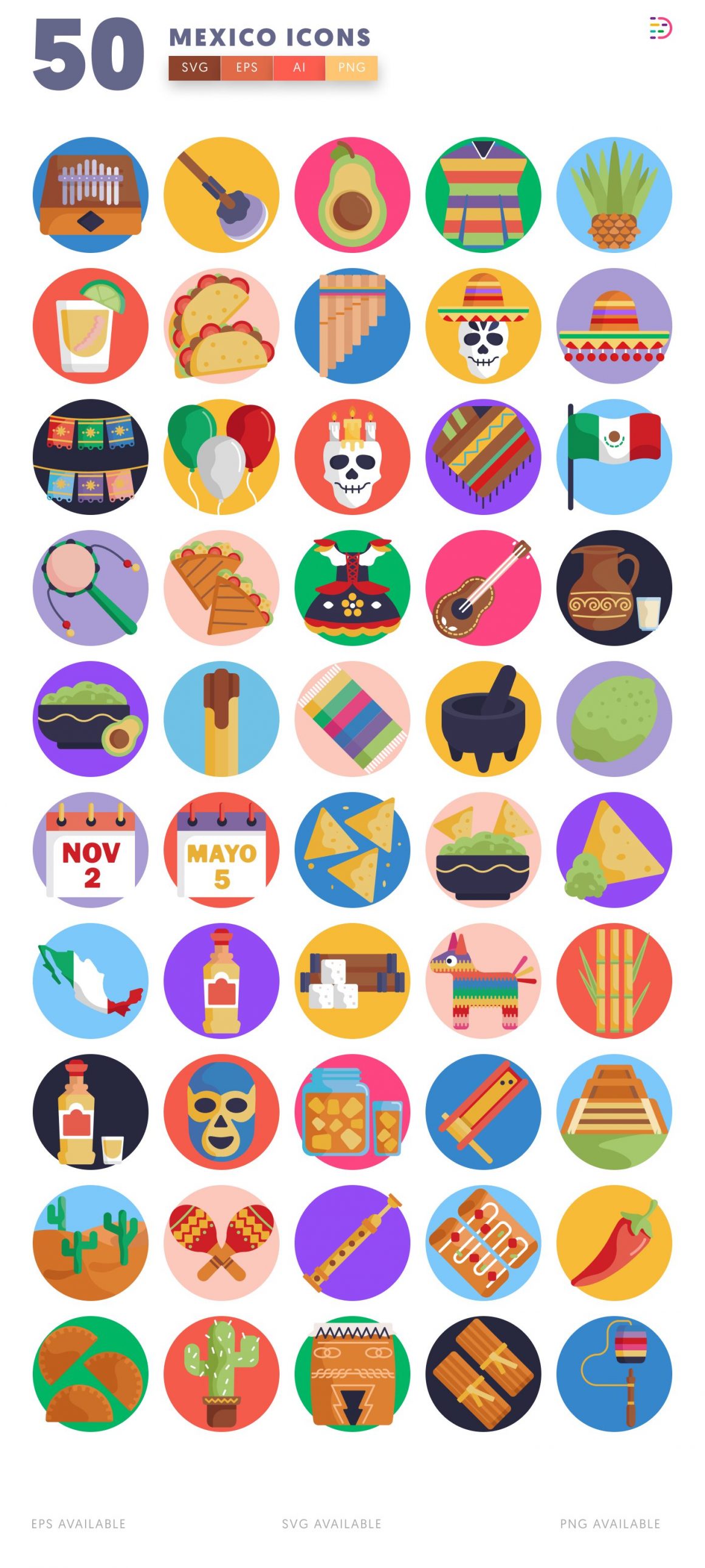 50 Mexico Icons - Make your projects stand out!