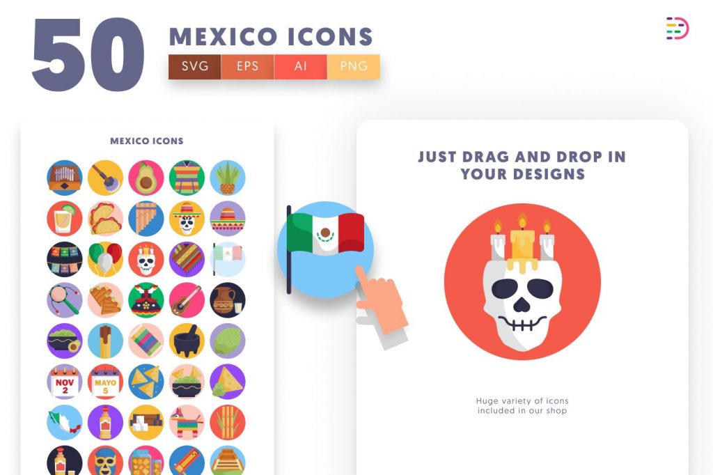 50 Mexico Icons - Make your projects stand out!