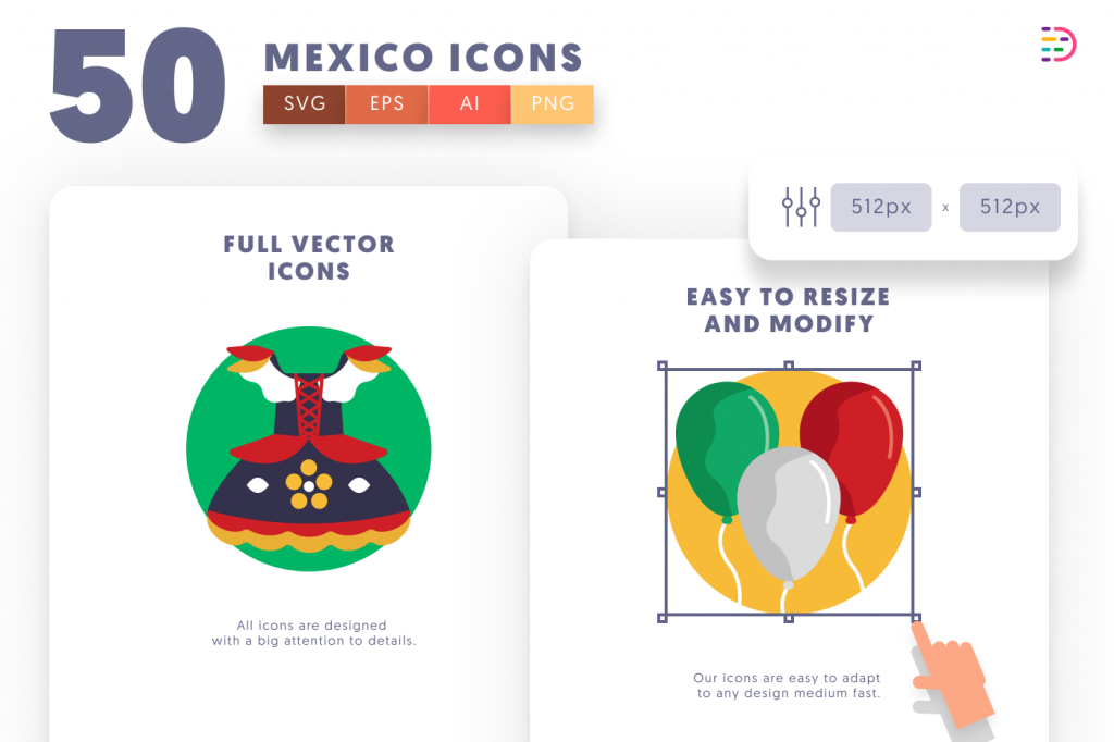 50 Mexico Icons - Make your projects stand out!