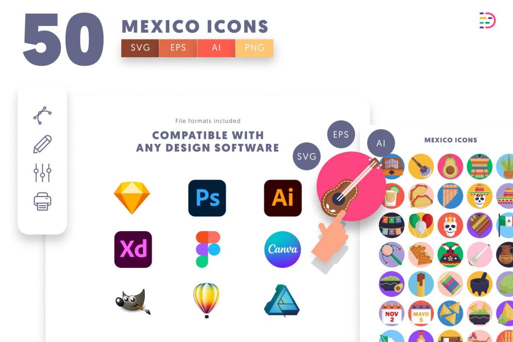 50 Mexico Icons - Make your projects stand out!
