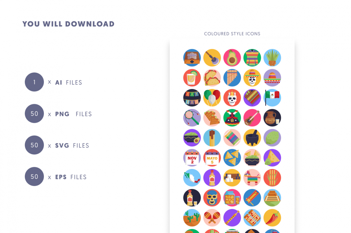 50 Mexico Icons - Make your projects stand out!