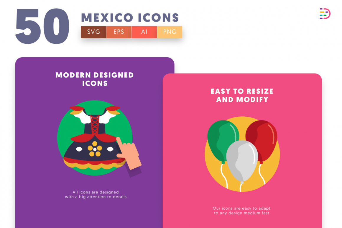 50 Mexico Icons - Make your projects stand out!