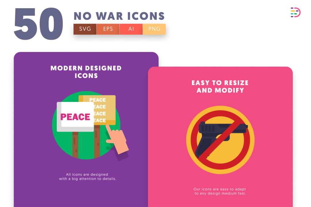 50 No War Icons - Symbols of Hope and Non-Violence