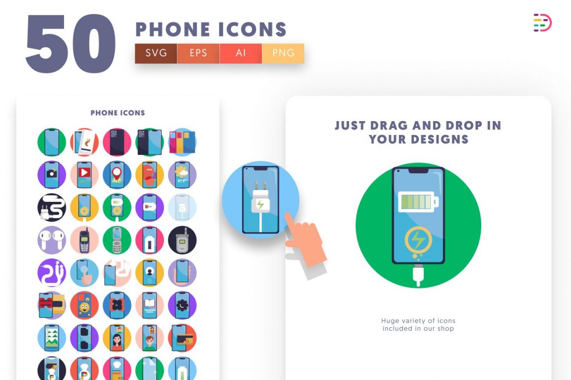 50 Phone Icons - To enhance your design projects