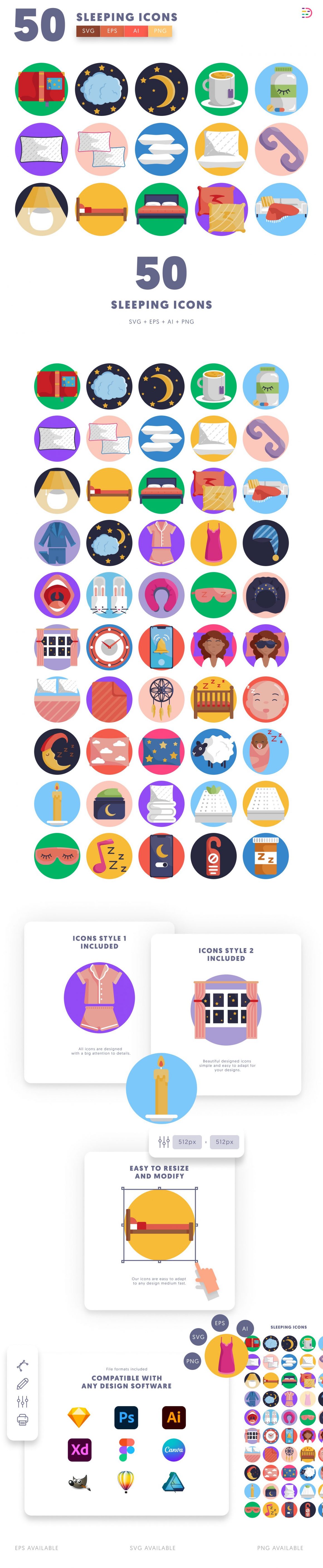 50 Sleeping Icons - Download the Perfect Symbol for Your Designs