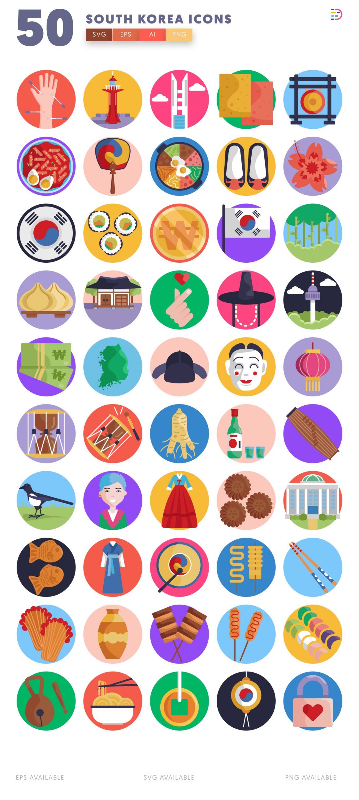 50 South Korea Icons - Perfect for designers and enthusiasts alike