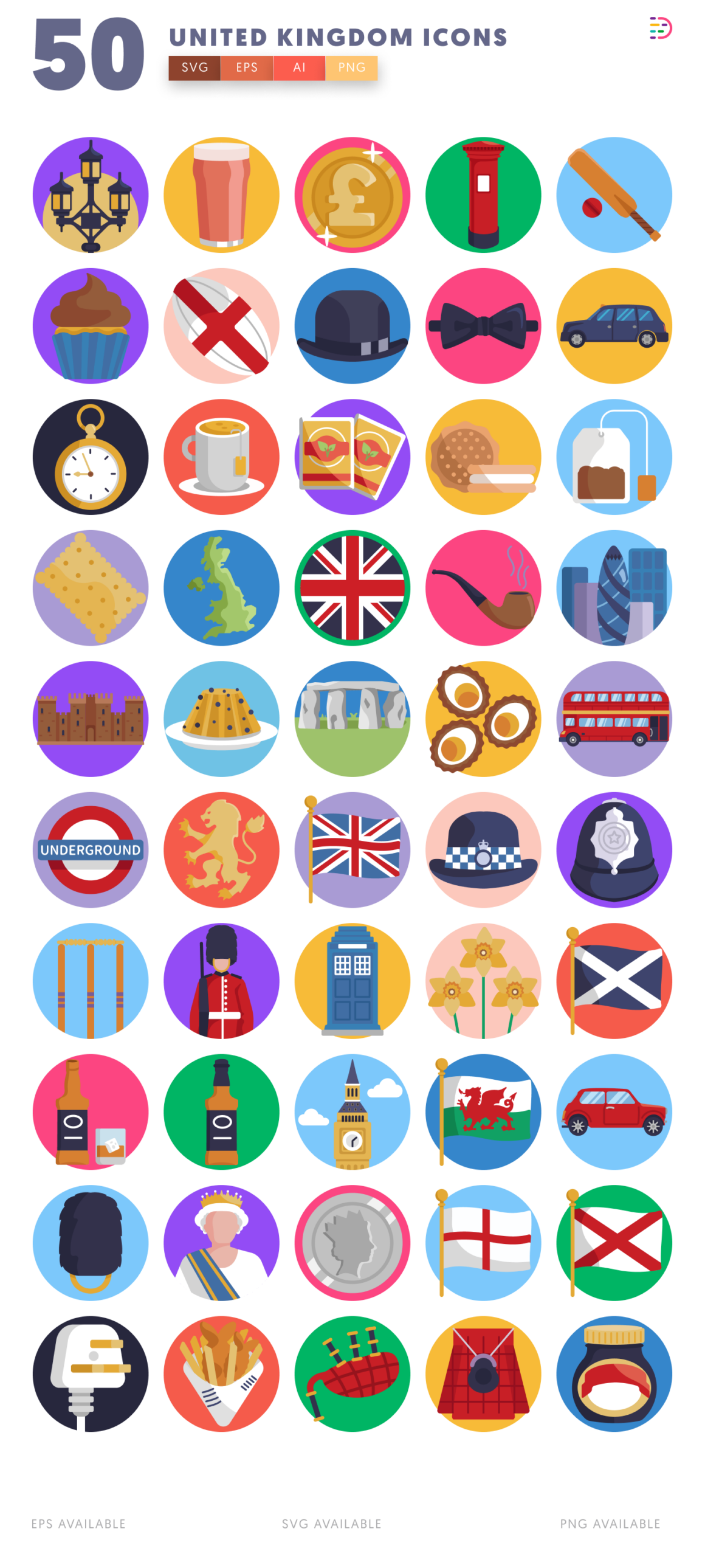 50 United Kingdom Icons - A visual journey through British charm.