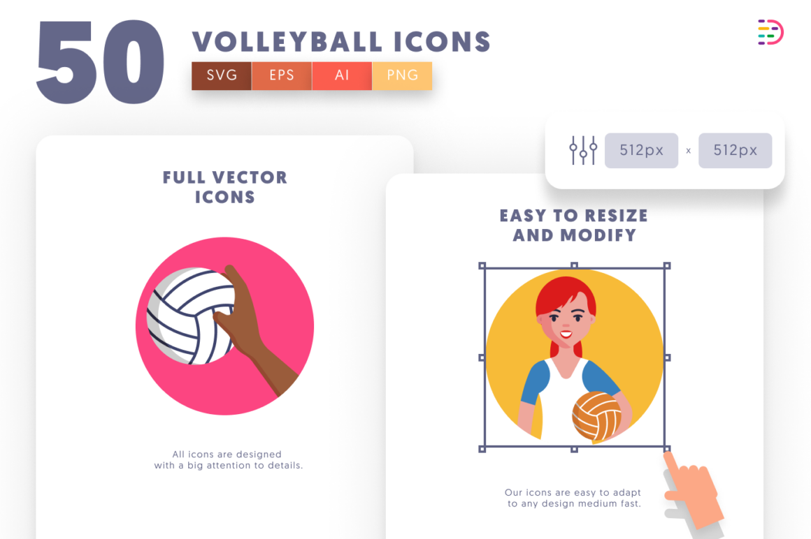 50 Volleyball Icons - Serve your designs with style!