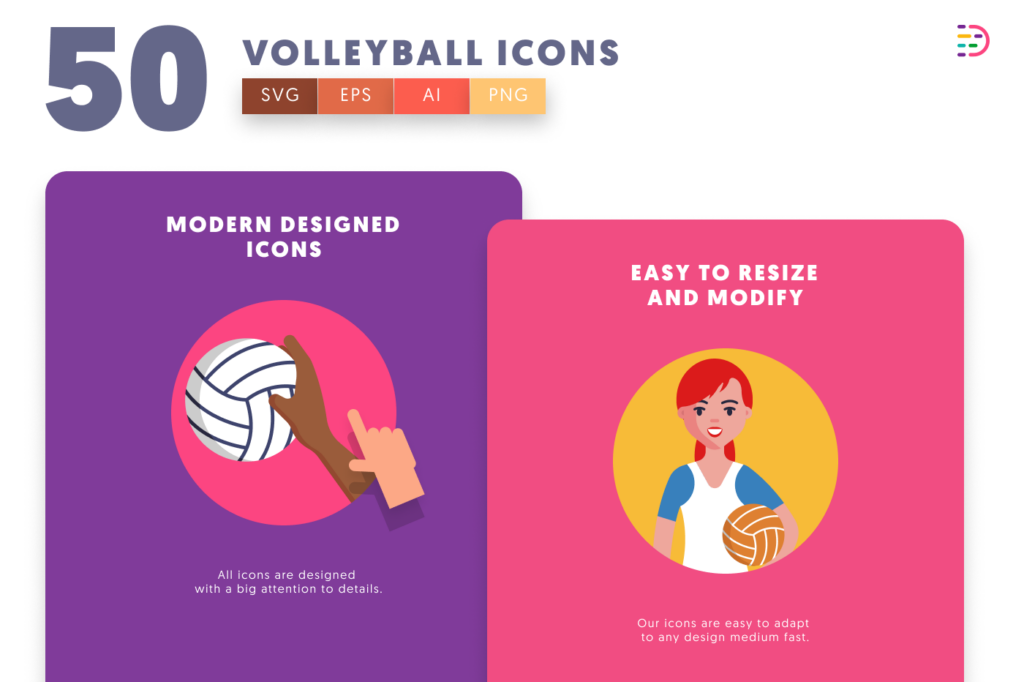 50 Volleyball Icons - Serve your designs with style!