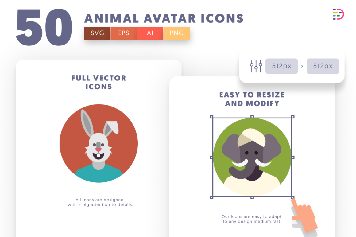 50 Animals Avatar Icons - Start expressing your wild side!