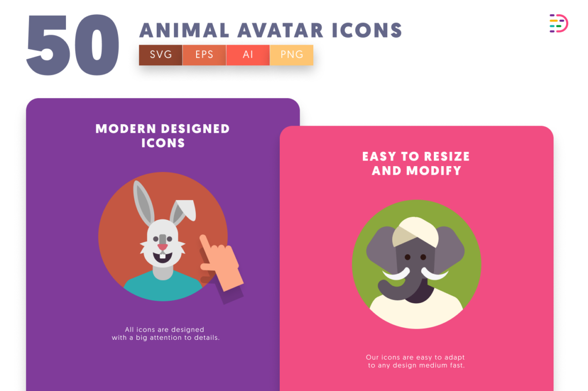 50 Animals Avatar Icons - Start expressing your wild side!