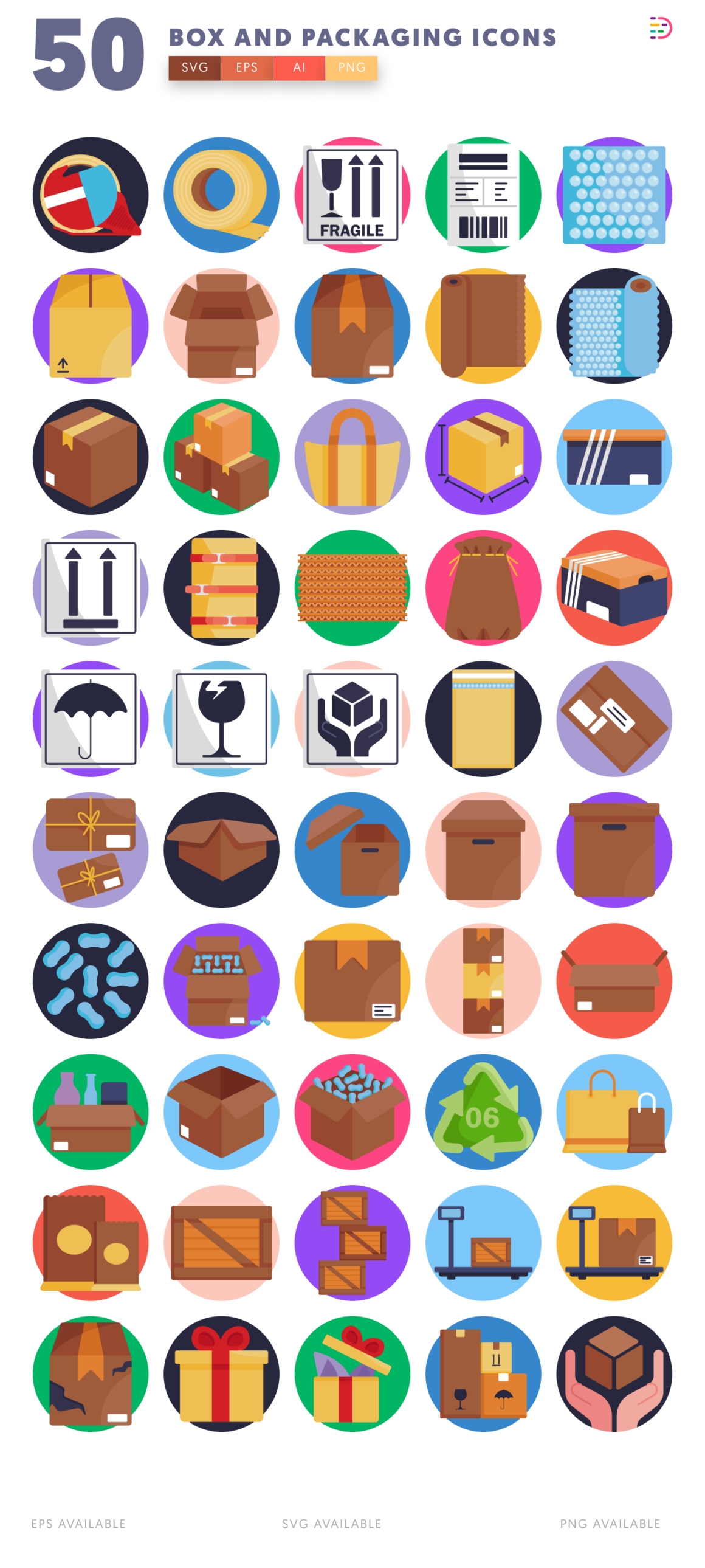 50 Box and Packaging Icons – Perfect for E-Commerce Projects
