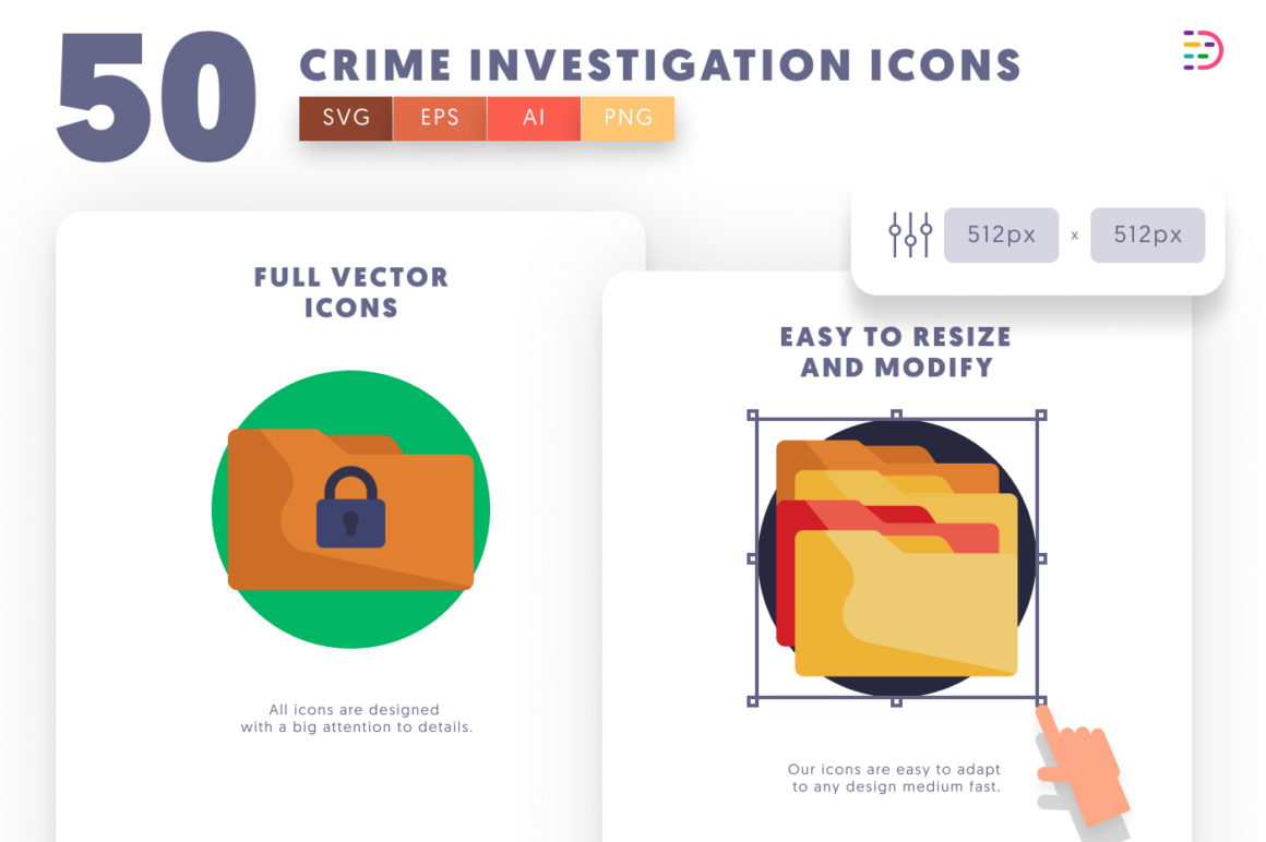 50 Crime Investigation Icons – Sleek, Professional, and Versatile