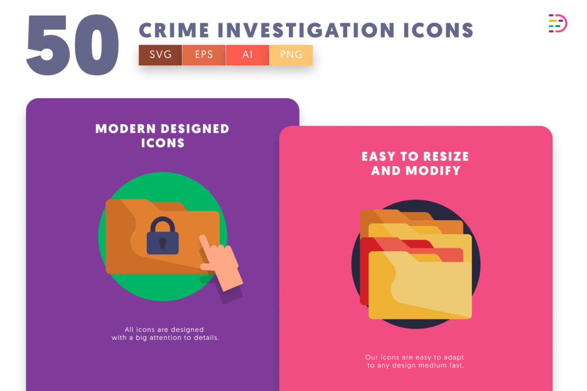 50 Crime Investigation Icons – Sleek, Professional, and Versatile