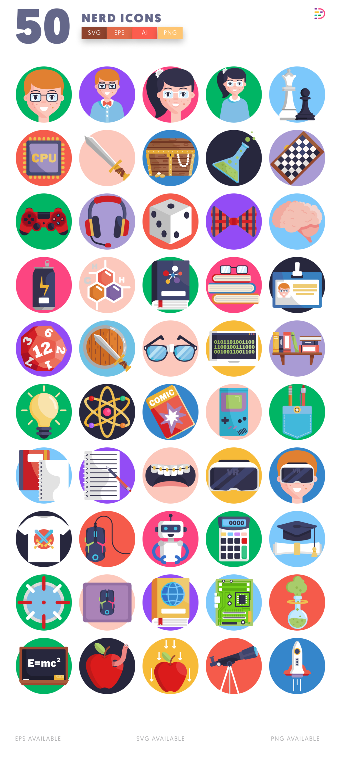 Unlock Your Inner Geek with the Ultimate "50-Nerd-Icons" Set!