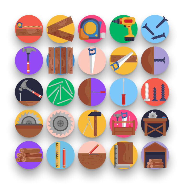 50 Carpentry Icons for Woodworking & Design Projects