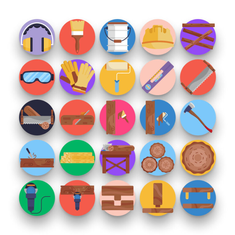 50 Carpentry Icons for Woodworking & Design Projects
