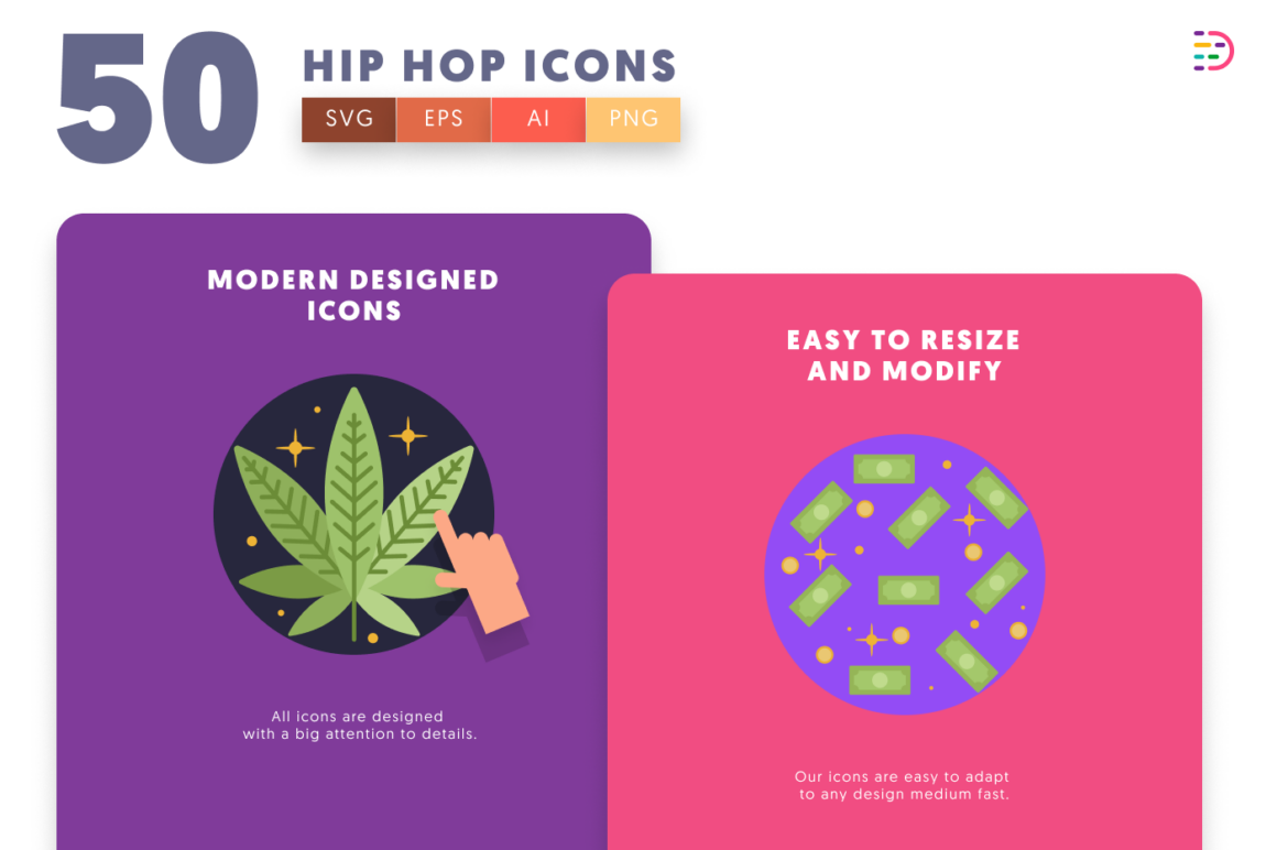 50 Hip Hop Icons – Stylish Vector Set for Music & Street Culture