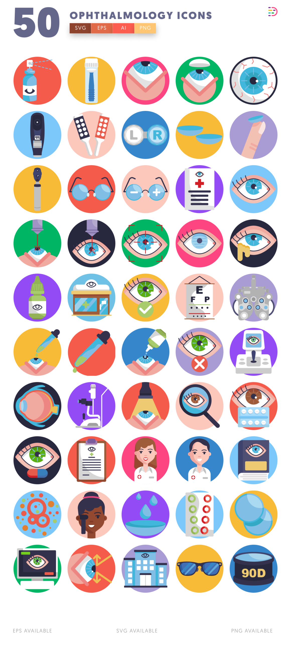 50 Ophthalmology Icons Set | Medical and Healthcare Design
