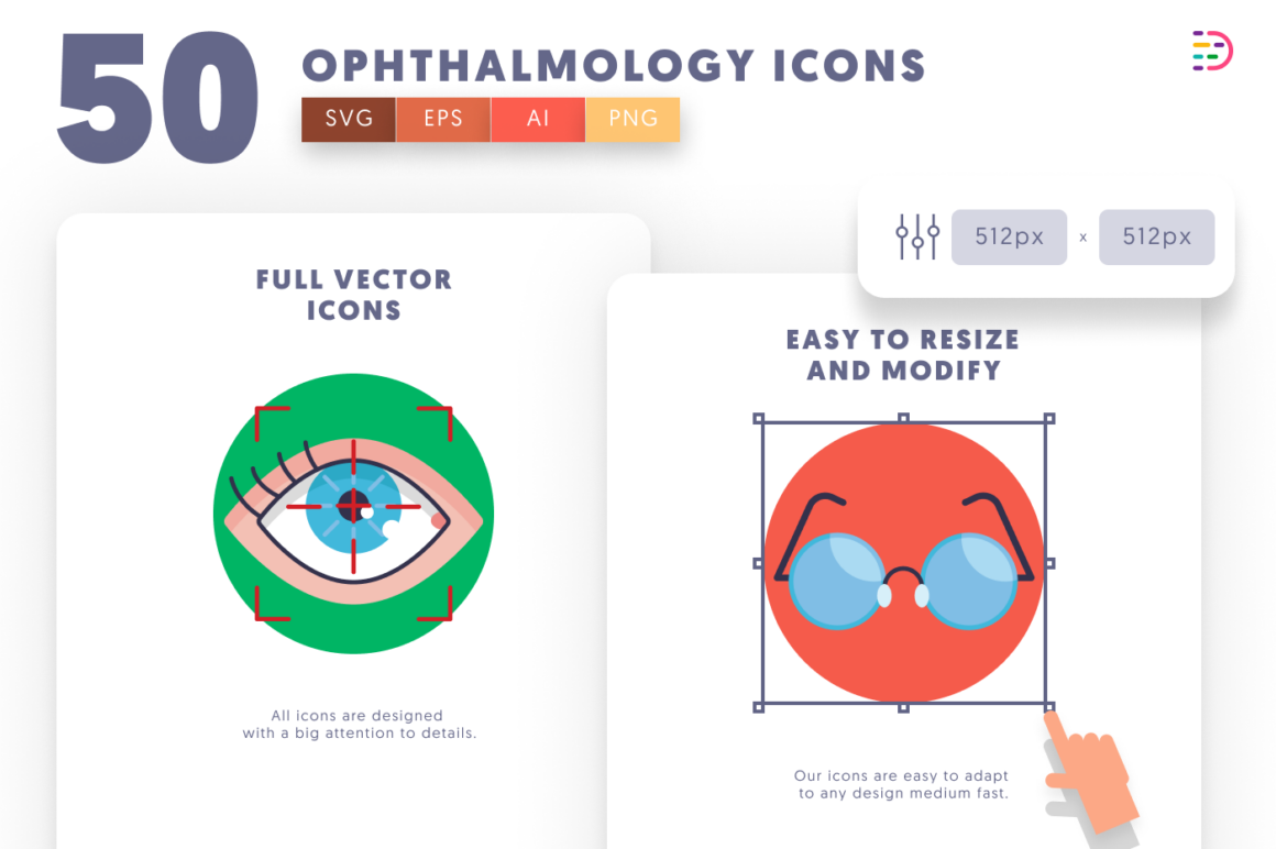 50 Ophthalmology Icons Set | Medical and Healthcare Design