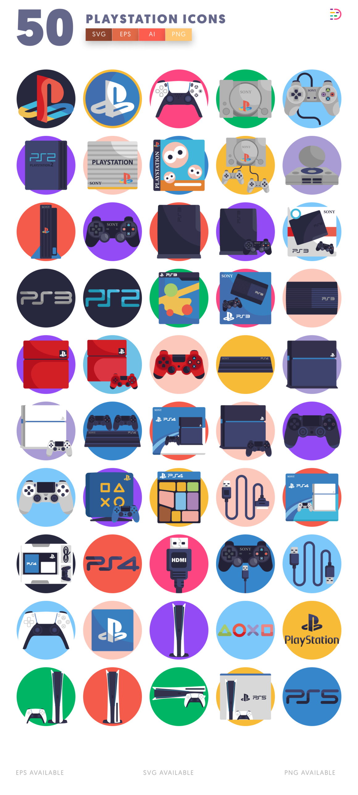 50 PlayStation Icons – High-Quality Icons for Gaming Projects