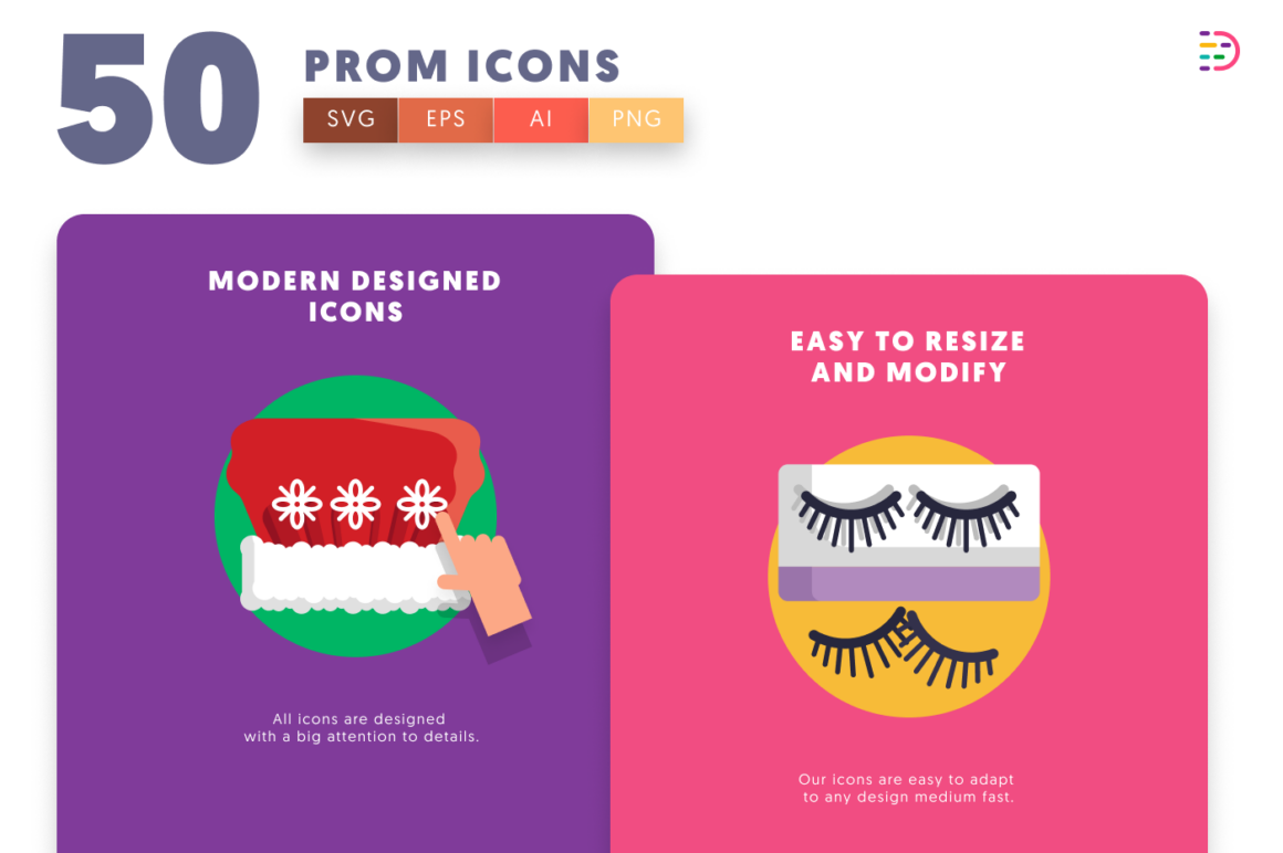 50 Prom Icons | Elegant Vector Icons for Invitations & Events
