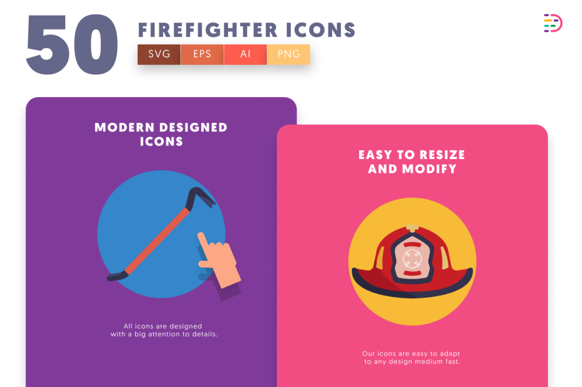 50 Firefighter Icons – Fire Department, Emergency & Rescue Set